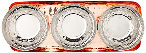 Godinger Hammered Tray with 3 Bowls, Copper