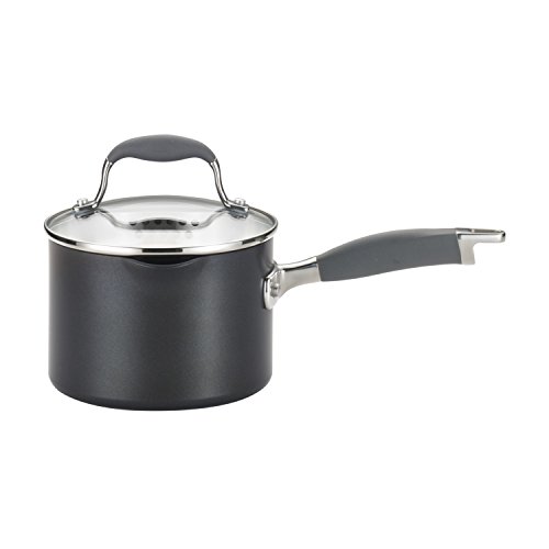 Anolon Advanced Hard Anodized Nonstick Sauce Pan/Saucepan with Straining and Lid, 2 Quart, Graphite