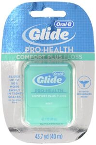 glide pro-health comfort plus dental floss, mint, 43.7-yard dispenser (pack of 3)