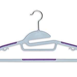 BriaUSA Dry Wet Clothes Hangers Amphibious Purple with Non-Slip Shoulder Design, Steel Swivel Hooks – Set of 10