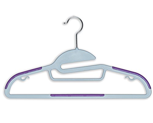 BriaUSA Dry Wet Clothes Hangers Amphibious Purple with Non-Slip Shoulder Design, Steel Swivel Hooks – Set of 10