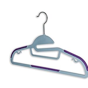 BriaUSA Dry Wet Clothes Hangers Amphibious Purple with Non-Slip Shoulder Design, Steel Swivel Hooks – Set of 10