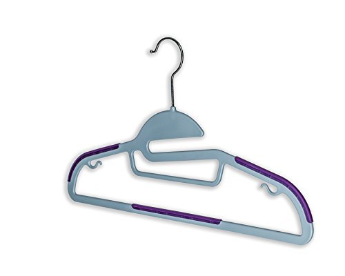 BriaUSA Dry Wet Clothes Hangers Amphibious Purple with Non-Slip Shoulder Design, Steel Swivel Hooks – Set of 10