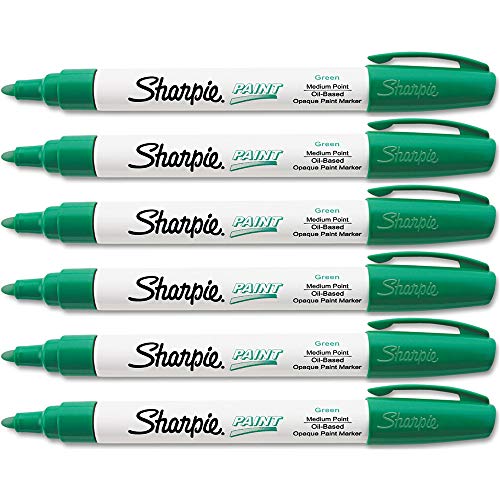 Sharpie Oil-Based Paint Marker, Medium Point, Green Ink, Pack of 6