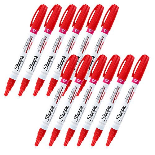 Sharpie Oil-Based Paint Marker, Fine Point, Red Ink, Pack of 12