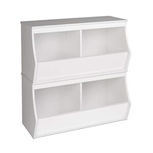 prepac monterey stacked 4-bin storage cubby, white