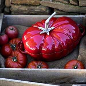 STAUB Cast Iron Dutch Oven 3-qt Tomato Cocotte, Made in France, Serves 2-3, Cherry