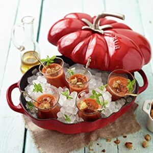 STAUB Cast Iron Dutch Oven 3-qt Tomato Cocotte, Made in France, Serves 2-3, Cherry