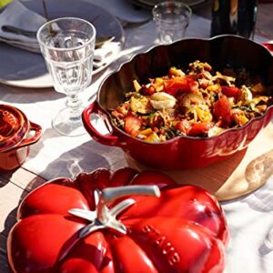 STAUB Cast Iron Dutch Oven 3-qt Tomato Cocotte, Made in France, Serves 2-3, Cherry