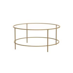 sauder 417830 int lux coffee table round, glass / gold finish