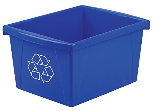 Storex 4 Gallon (15-Litre) Recycle Bin, 16.75 x 11.87 x 8.25-Inch, Blue, Case of 6 (STX61505U06C)