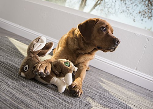 goDog Wildlife Rabbit Squeaky Plush Dog Toy, Chew Guard Technology - Brown, Large