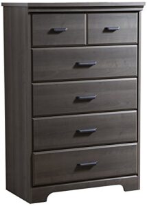 south shore versa collection 5-drawer dresser, gray maple with antique handles