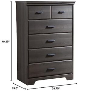 South Shore Versa Collection 5-Drawer Dresser, Gray Maple with Antique Handles