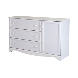 south shore savannah 3-drawer dresser with door, pure white