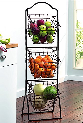 Gourmet Basics by Mikasa 3-Tier Metal Market Basket, Antique Black