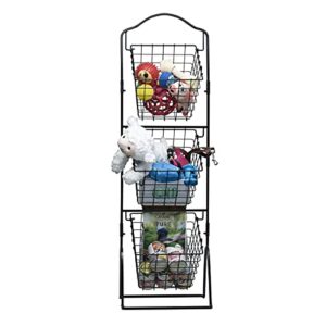 Gourmet Basics by Mikasa 3-Tier Metal Market Basket, Antique Black