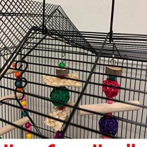 37-Inch Portable Double Roof Top Hanging Flight Bird Cage with Playing Toys for Small Parrot Cockatiel Sun Quaker Parakeet Green Cheek Conure Parrotlet Finch Canary Budgie Lovebird Travel Bird Cage