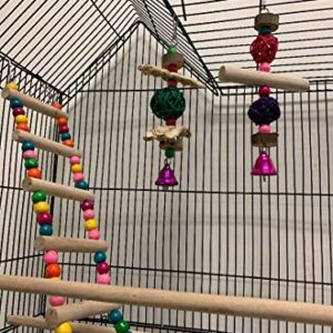 37-Inch Portable Double Roof Top Hanging Flight Bird Cage with Playing Toys for Small Parrot Cockatiel Sun Quaker Parakeet Green Cheek Conure Parrotlet Finch Canary Budgie Lovebird Travel Bird Cage