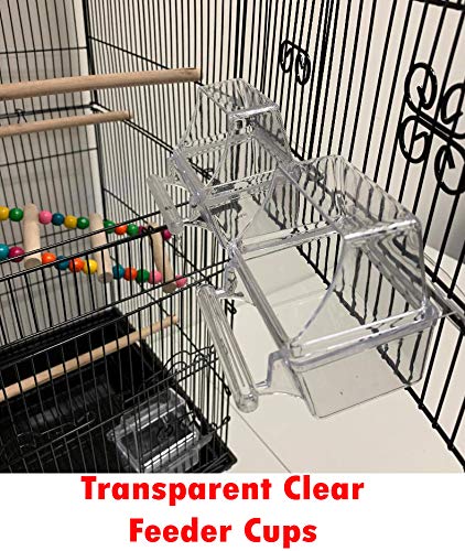 37-Inch Portable Double Roof Top Hanging Flight Bird Cage with Playing Toys for Small Parrot Cockatiel Sun Quaker Parakeet Green Cheek Conure Parrotlet Finch Canary Budgie Lovebird Travel Bird Cage