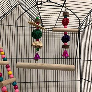 37-Inch Portable Double Roof Top Hanging Flight Bird Cage with Playing Toys for Small Parrot Cockatiel Sun Quaker Parakeet Green Cheek Conure Parrotlet Finch Canary Budgie Lovebird Travel Bird Cage