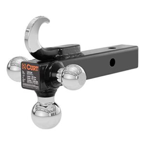 curt 45675 multi-ball trailer hitch ball mount, 1-7/8, 2, 2-5/16-inch balls and tow hook, fits 2-inch receiver, 10,000 lbs