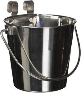 qt dog flat sided stainless steel bucket with hooks, 2 quart