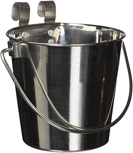 QT Dog Flat Sided Stainless Steel Bucket with Hooks, 2 Quart