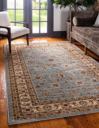 Unique Loom Voyage Collection Traditional Oriental Classic Intricate Design Area Rug, 3' 3" x 5' 3" Rectangle, Light Blue/Cream