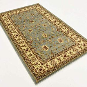 Unique Loom Voyage Collection Traditional Oriental Classic Intricate Design Area Rug, 3' 3" x 5' 3" Rectangle, Light Blue/Cream