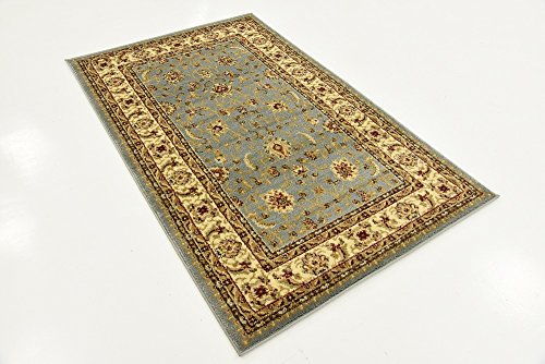 Unique Loom Voyage Collection Traditional Oriental Classic Intricate Design Area Rug, 3' 3" x 5' 3" Rectangle, Light Blue/Cream