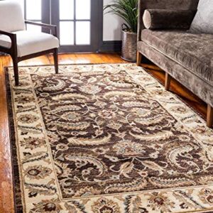 Unique Loom Voyage Collection Traditional Oriental Classic Intricate Floral Design Area Rug, 5 ft x 8 ft, Brown/Gold