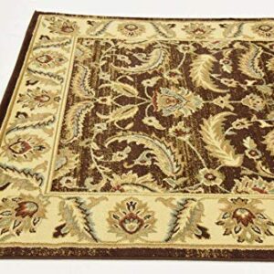 Unique Loom Voyage Collection Traditional Oriental Classic Intricate Floral Design Area Rug, 5 ft x 8 ft, Brown/Gold