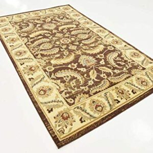 Unique Loom Voyage Collection Traditional Oriental Classic Intricate Floral Design Area Rug, 5 ft x 8 ft, Brown/Gold