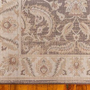 Unique Loom Voyage Collection Traditional Oriental Classic Intricate Floral Design Area Rug, 5 ft x 8 ft, Brown/Gold