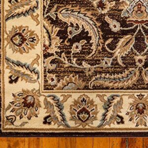 Unique Loom Voyage Collection Traditional Oriental Classic Intricate Floral Design Area Rug, 5 ft x 8 ft, Brown/Gold