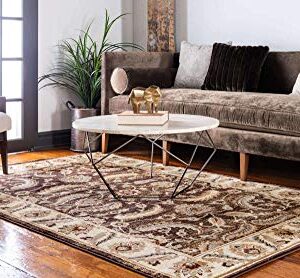 Unique Loom Voyage Collection Traditional Oriental Classic Intricate Floral Design Area Rug, 5 ft x 8 ft, Brown/Gold