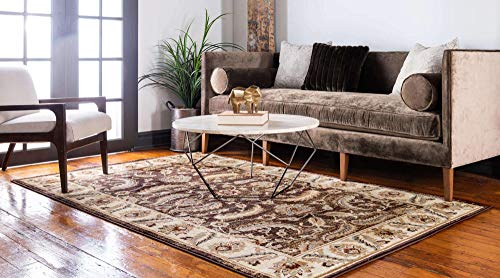 Unique Loom Voyage Collection Traditional Oriental Classic Intricate Floral Design Area Rug, 5 ft x 8 ft, Brown/Gold