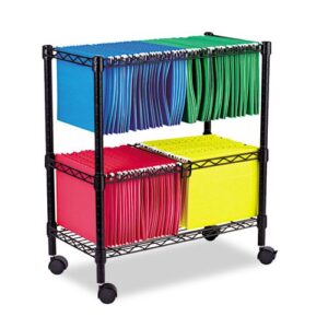 two-tier rolling file cart, 26w x14d x 29-1/2h, black