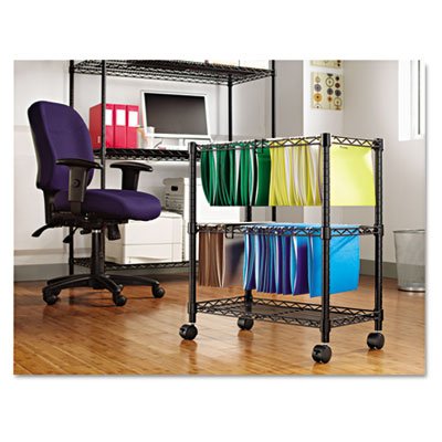 Two-Tier Rolling File Cart, 26w x14d x 29-1/2h, Black