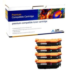 aim compatible replacement for hp color laserjet enterprise m651 toner cartridge combo pack (bk/c/m/y) (no. 652a) (cf32bcmy)