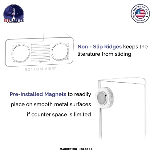 Marketing Holders Magnetic Tri Fold Holder 4 Inch Folded Printed Media Please Adheres to Metal Surfaces Clear Acrylic Maps Menus Brochures