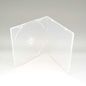 maxtek 5.2mm cd case, slim single clear pp poly plastic cases with outer sleeve, 100 pack.