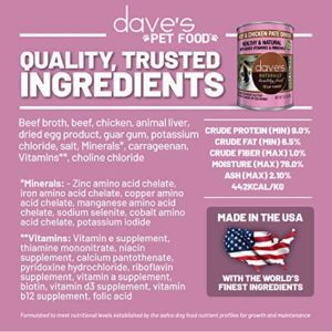 Dave's Pet Food Grain Free Wet Cat Food (Beef & Chicken Pate), Made in USA Naturally Healthy Canned Cat Food, Added Vitamins & Minerals, Wheat & Gluten-Free, 12.5 oz (Case of 12)