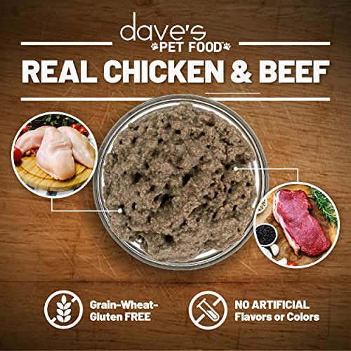 Dave's Pet Food Grain Free Wet Cat Food (Beef & Chicken Pate), Made in USA Naturally Healthy Canned Cat Food, Added Vitamins & Minerals, Wheat & Gluten-Free, 12.5 oz (Case of 12)