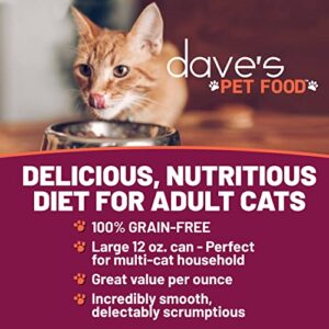 Dave's Pet Food Grain Free Wet Cat Food (Beef & Chicken Pate), Made in USA Naturally Healthy Canned Cat Food, Added Vitamins & Minerals, Wheat & Gluten-Free, 12.5 oz (Case of 12)