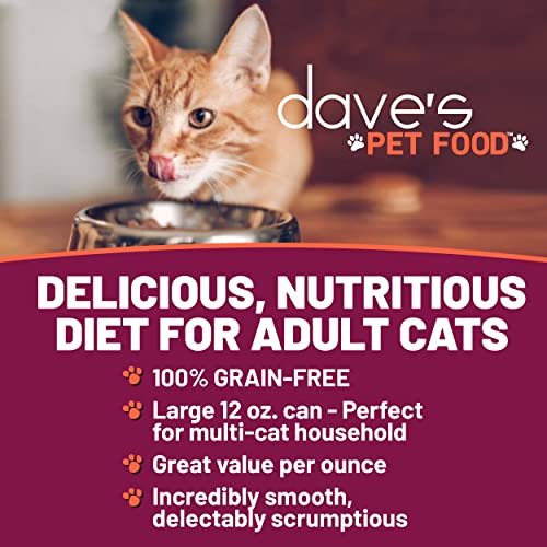 Dave's Pet Food Grain Free Wet Cat Food (Beef & Chicken Pate), Made in USA Naturally Healthy Canned Cat Food, Added Vitamins & Minerals, Wheat & Gluten-Free, 12.5 oz (Case of 12)