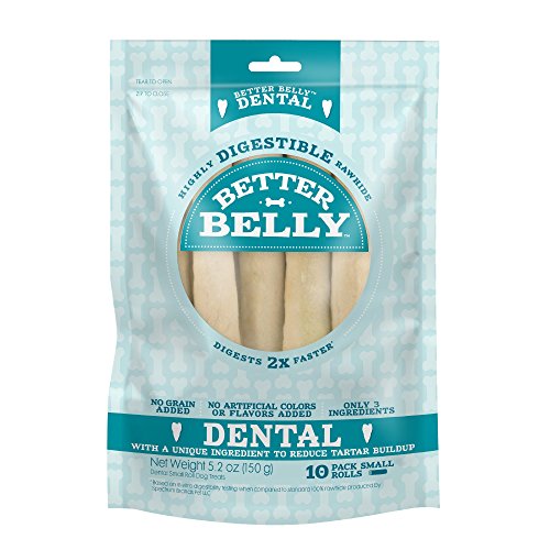 Better Belly Highly Digestible Rawhide Dental Chews, Treat Your Dog to a Chew with NO Artificial Colors or Flavors