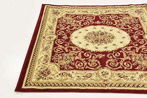 Unique Loom Versailles Collection Traditional Classic Medallion Motif Area Rug (4' 0 x 4' 0 Square, Burgundy/ Ivory)