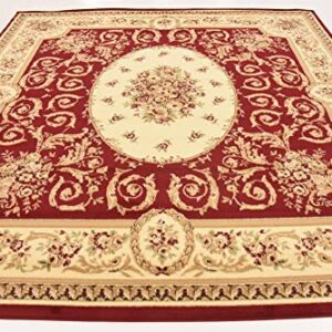 Unique Loom Versailles Collection Traditional Classic Medallion Motif Area Rug (4' 0 x 4' 0 Square, Burgundy/ Ivory)